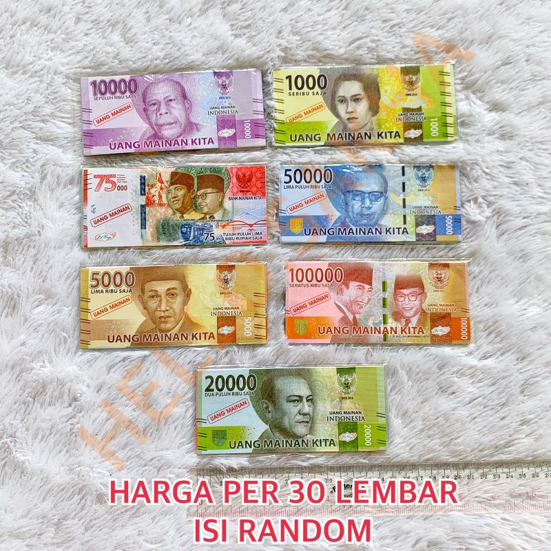 Jual MAINAN UANG UANGAN KERTAS MAIN UANG MAINAN KITA ISI 30 PCS LEMBAR ...