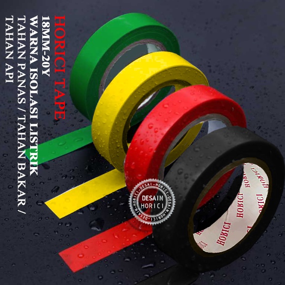 Jual HORICI TAPE 18*20Y ISOLASI LISTRIK PVC HITAM/MERAH/KUNUNG/HIJAU ...