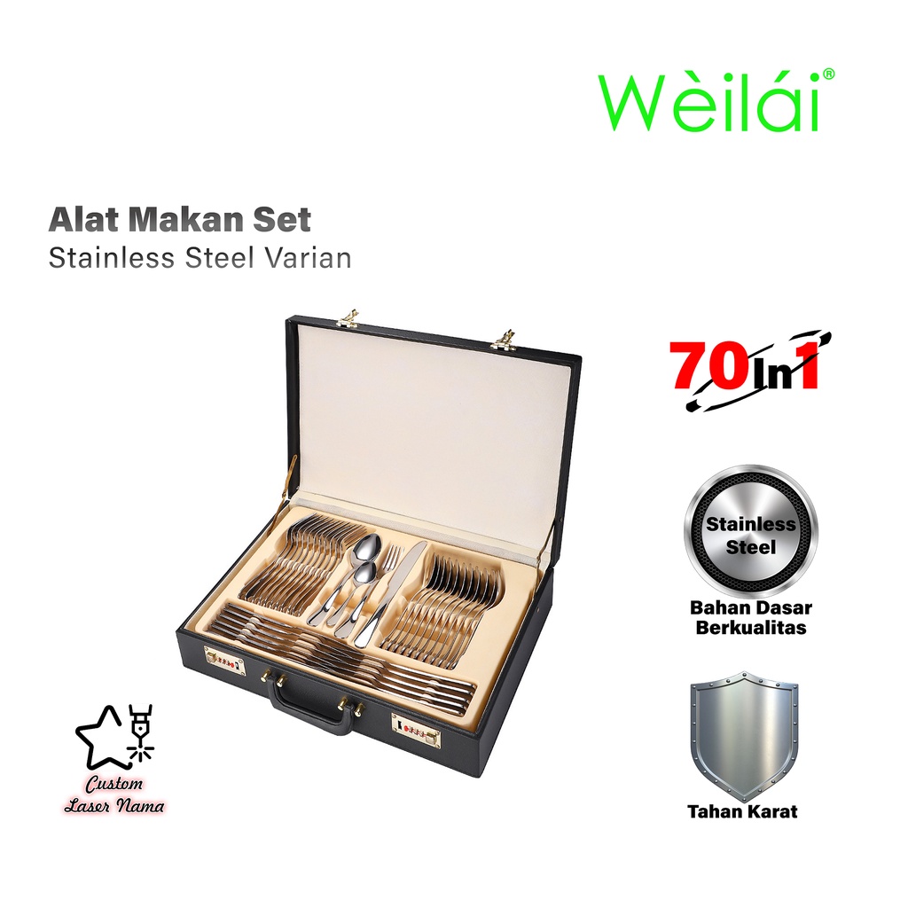 Jual Weilai Alat Makan Koper Mewah Set Stainless 70 In 1 - Suitcase ...