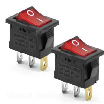 Jual Saklar switch kecil besar merah hitam 3 pin + lampu AC | Shopee ...