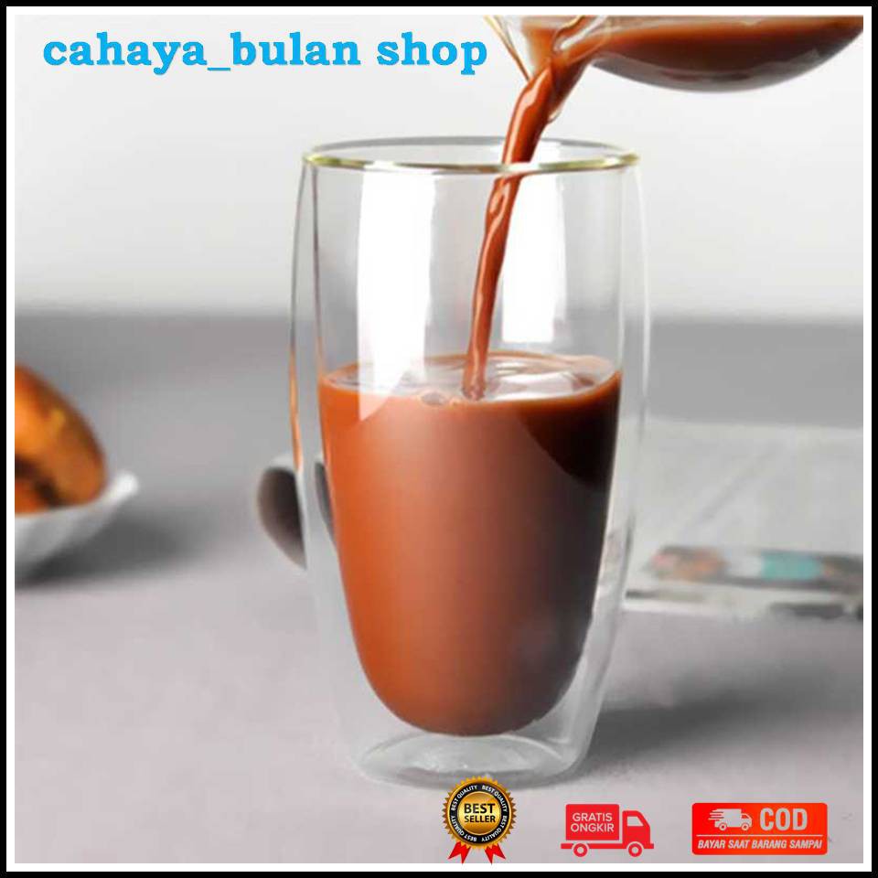 Jual Gelas Double Layer - Gelas Double Wall Anti Panas Insulated Cup - Gelas Double Glass ...