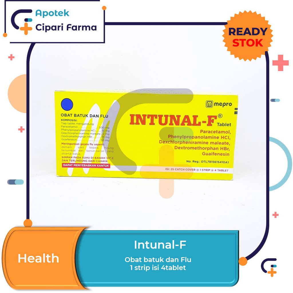 Jual Intunal F Obat Batuk | Pilek | Pereda Demam 1 Strip isi 4 Tablet ...