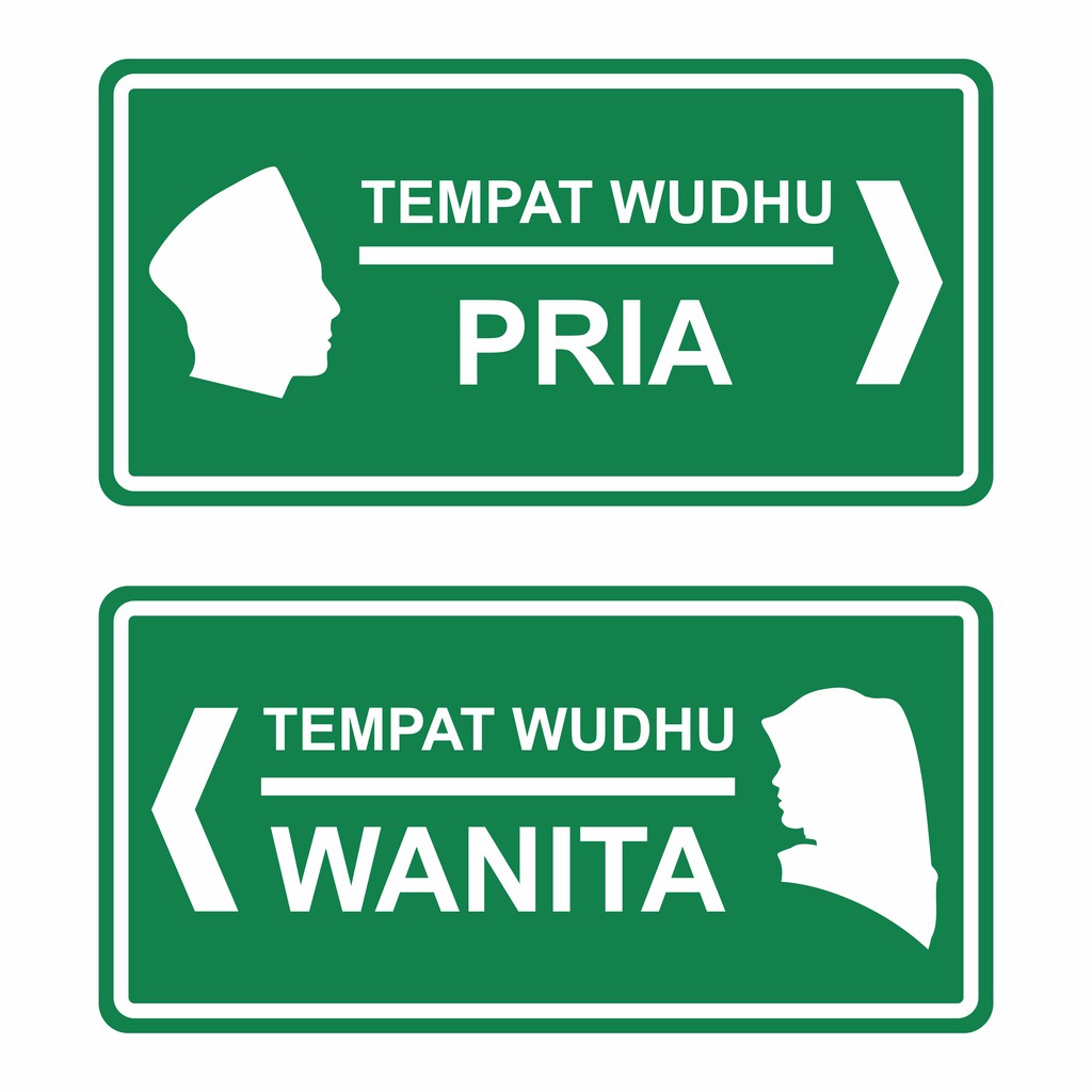 Jual Rambu Sign Penunjuk Arah Tempat Wudhu Pria Atau Wanita 30cm x 15cm ...