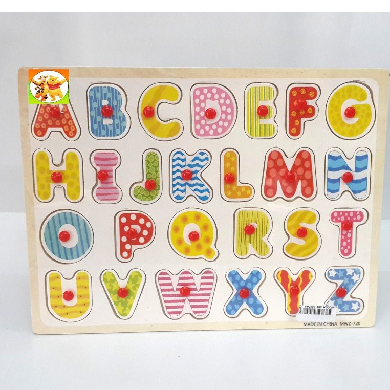Mainan fuzzle kayu abjad wooden toys/puzzle kayu abjad /puzzle kayu ...