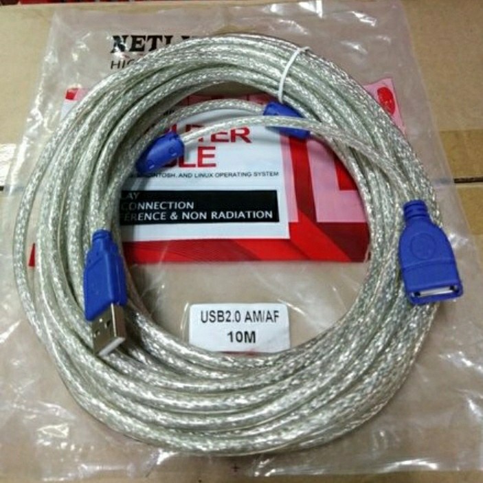 Jual Kabel USB Extention 10 Meter Extension Cable 2.0 AM To AF Netline ...
