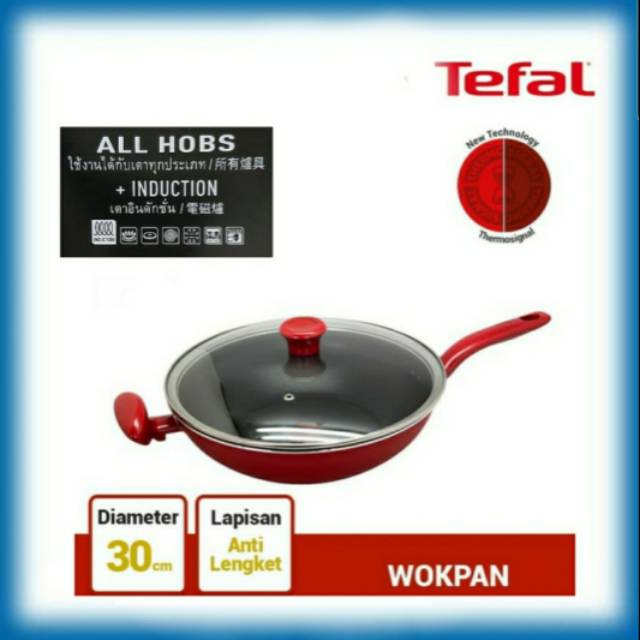 Jual WOK PAN 30 CM + LID TEFAL SO CHEF (INDUCTION HEATING) | Shopee Indonesia
