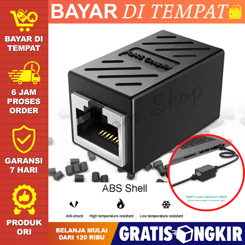 Jual Sambungan Kabel Lan Rj45 Konektor RJ45 Female to Female Cat6 ...