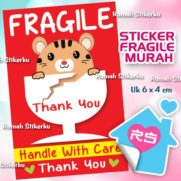 Jual STIKER FRAGILE KITTY / LABEL FRAGILE/ STICKER FRAGILE LUCU ...