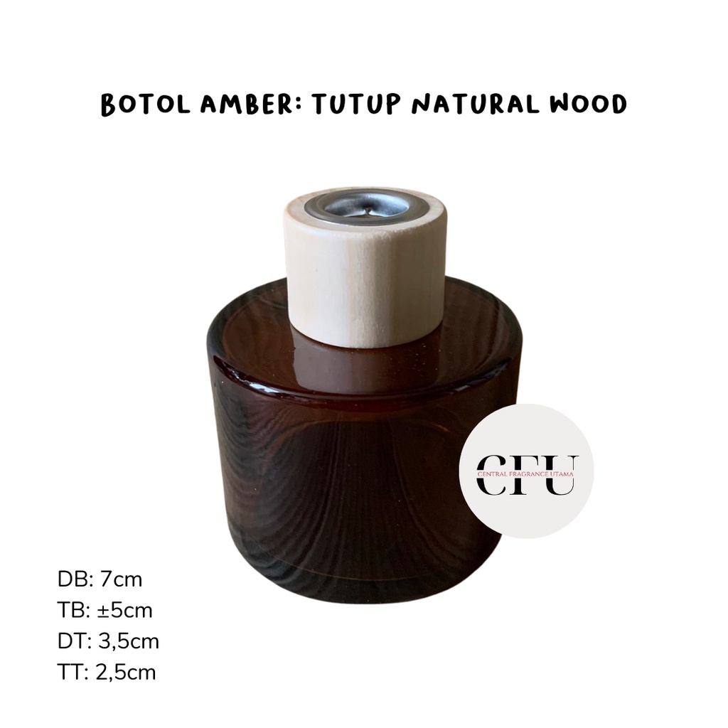 Jual Botol Diffuser 100ml Coklat Tutup Kayu Round Lid 3cm Light Brown ...
