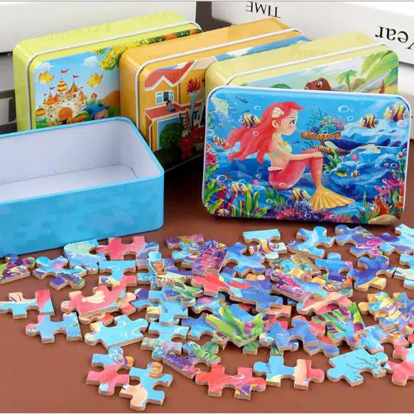 Jual Puzzle Kayu Menyusun 60 Kepingan Gambar Kemasan Box Kaleng Bahan ...
