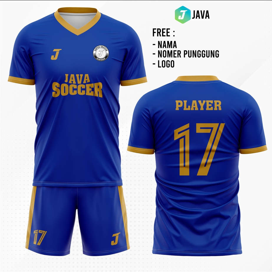 Jual {HARGA GROSIR} Jersey Polos Biru Gold Custom Nama, Logo, Bahan Dri ...