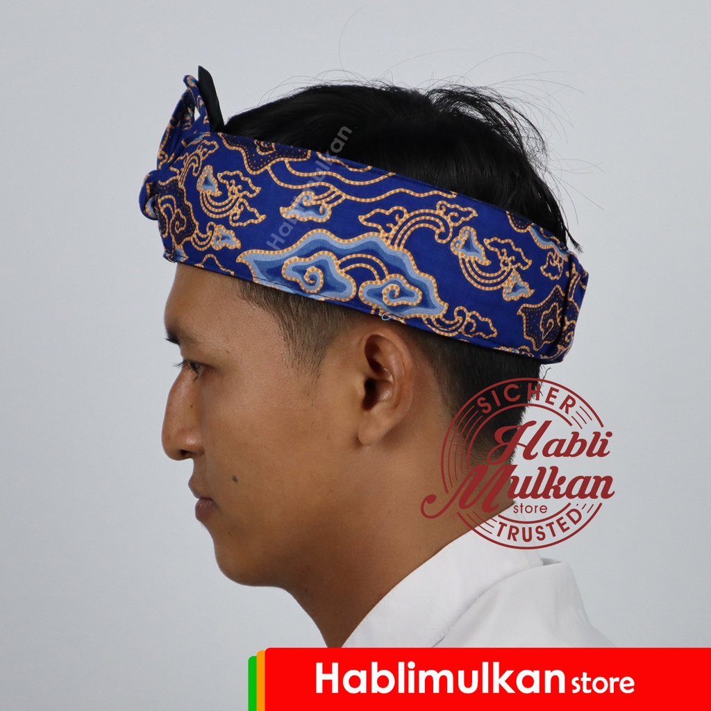 Jual Iket Kepala Tradisional Sunda Jawa Batik Cirebon Mega Mendung Biru ...