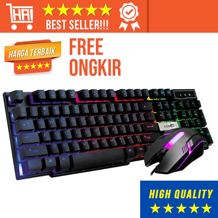Jual KEYBOARD LED PLUS MOUSE GAMING KEY BOARD LAPOP PC BACKLIGHT RGB ...