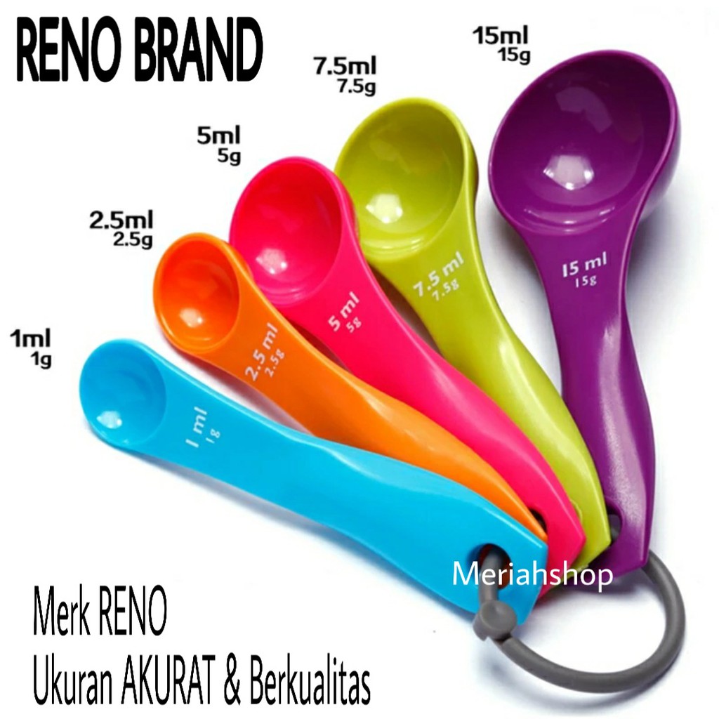 Jual Sendok Takar set MERK RENO 5 in 1 Measuring Spoon Rainbow 5pcs/set ...