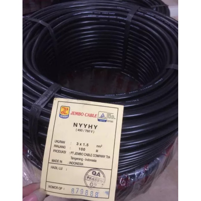 Jual Kabel NYYHY / Cable NYYHY 3x1.5mm / 3x1.5 Mm Hitam @100Meter Jembo | Shopee Indonesia