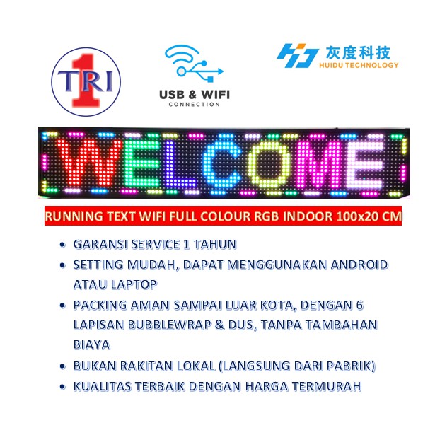 Jual Running Text Full Colour RGB Indoor WiFi 100x20 cm | Shopee Indonesia