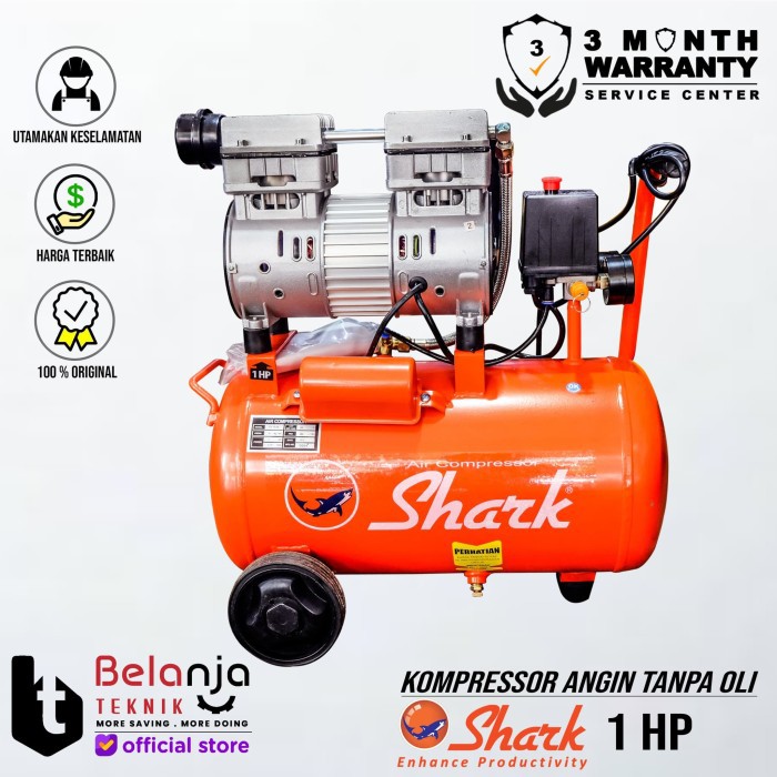 Jual Shark 1 HP 24 Liter Oilless AIR COMPRESSOR KOMPRESOR ANGIN TANPA ...