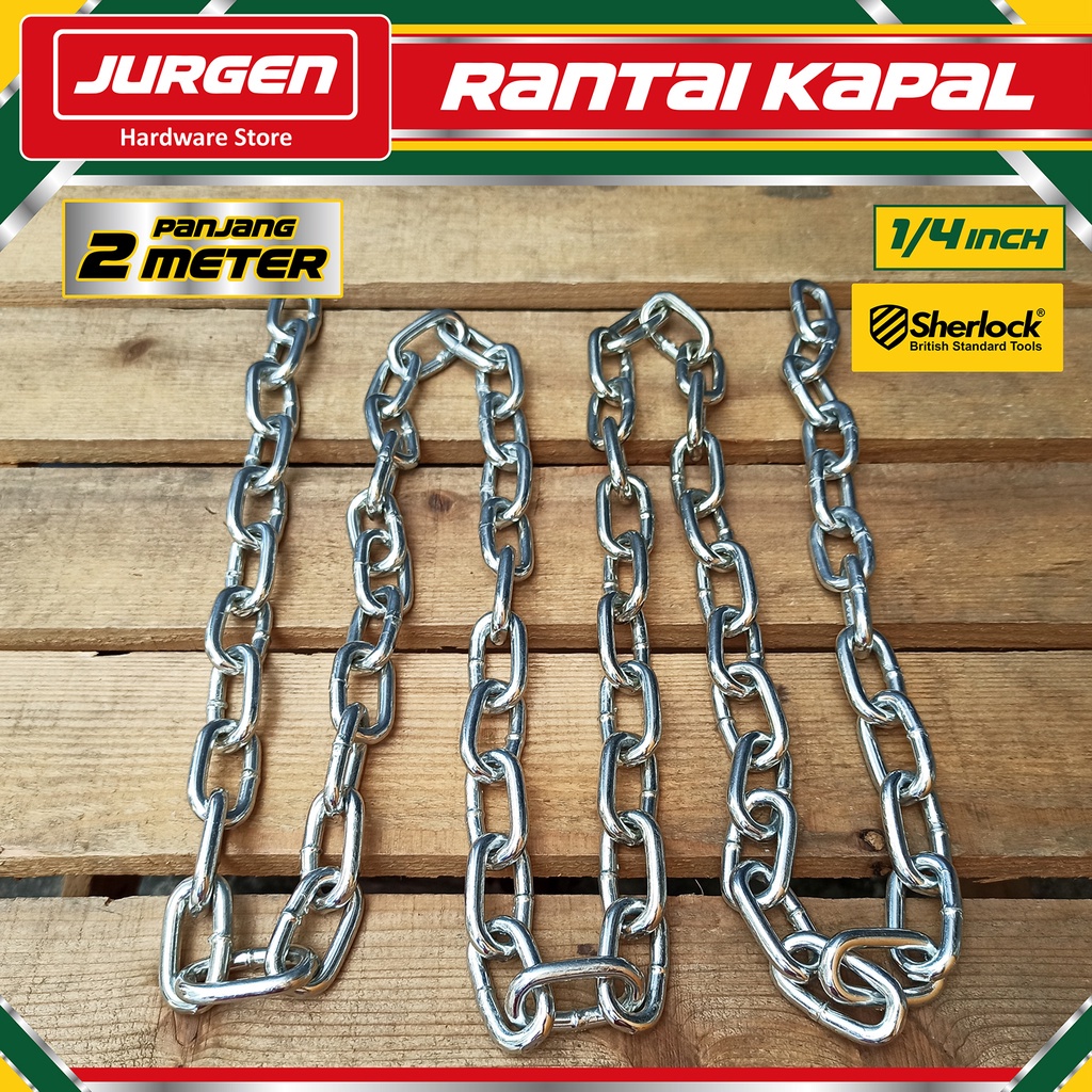 Jual Rantai Besi / Kapal Galvanized 6 mm ( 1/4 inch ) panjang 2 meter ...