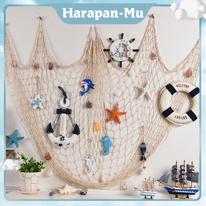 Jual 1m*2m Hiasan Dinding Jaring Kerang Dekorasi Dinding Ruma Jaring ...