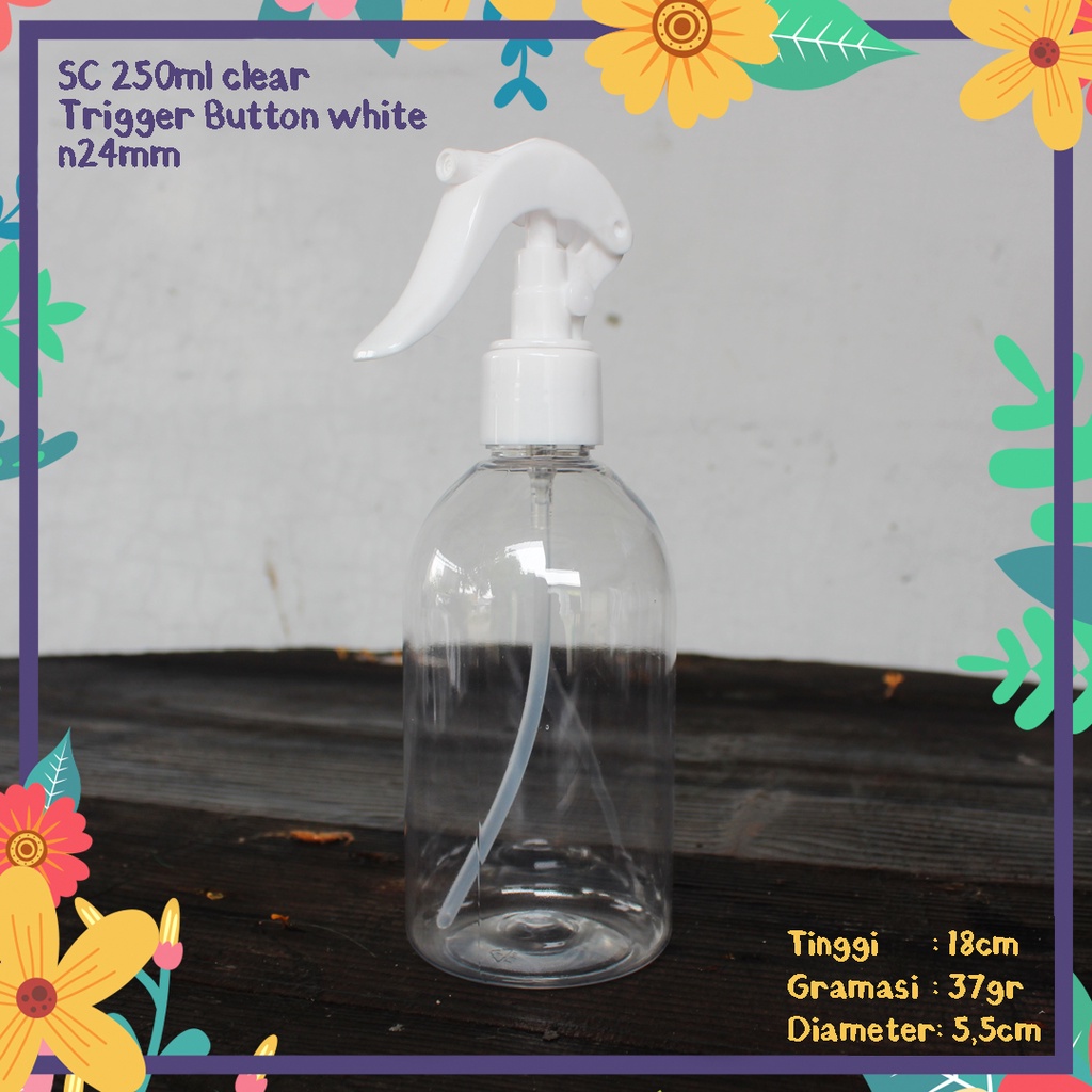 Jual BOTOL PLASTIK SC 250ML OVAL CLEAR TUTUP TRIGGER BEBEK PUTIH KEMASAN HAND SANITIZER PARFUME ...