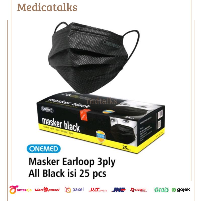 Jual Masker Medis Onemed Hitam isi 25 / Masker All Black Onemed ...