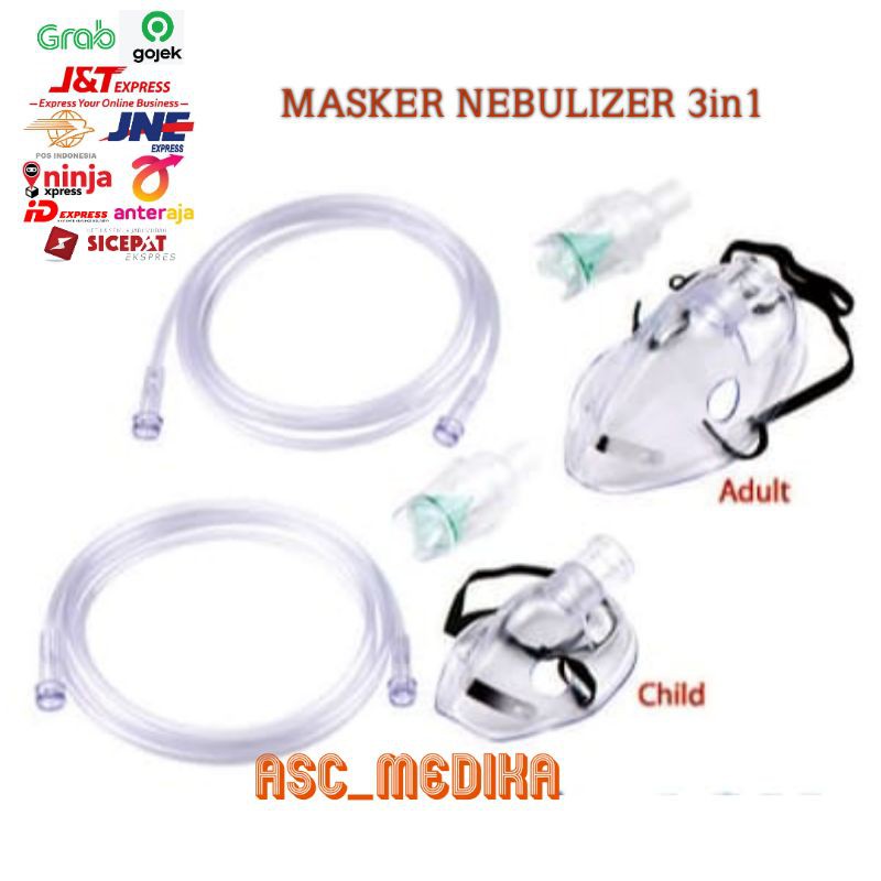 Jual Masker NEBULIZER 3 in 1 ( Anak Dewasa) )/ Alat selang Nebulizer ...