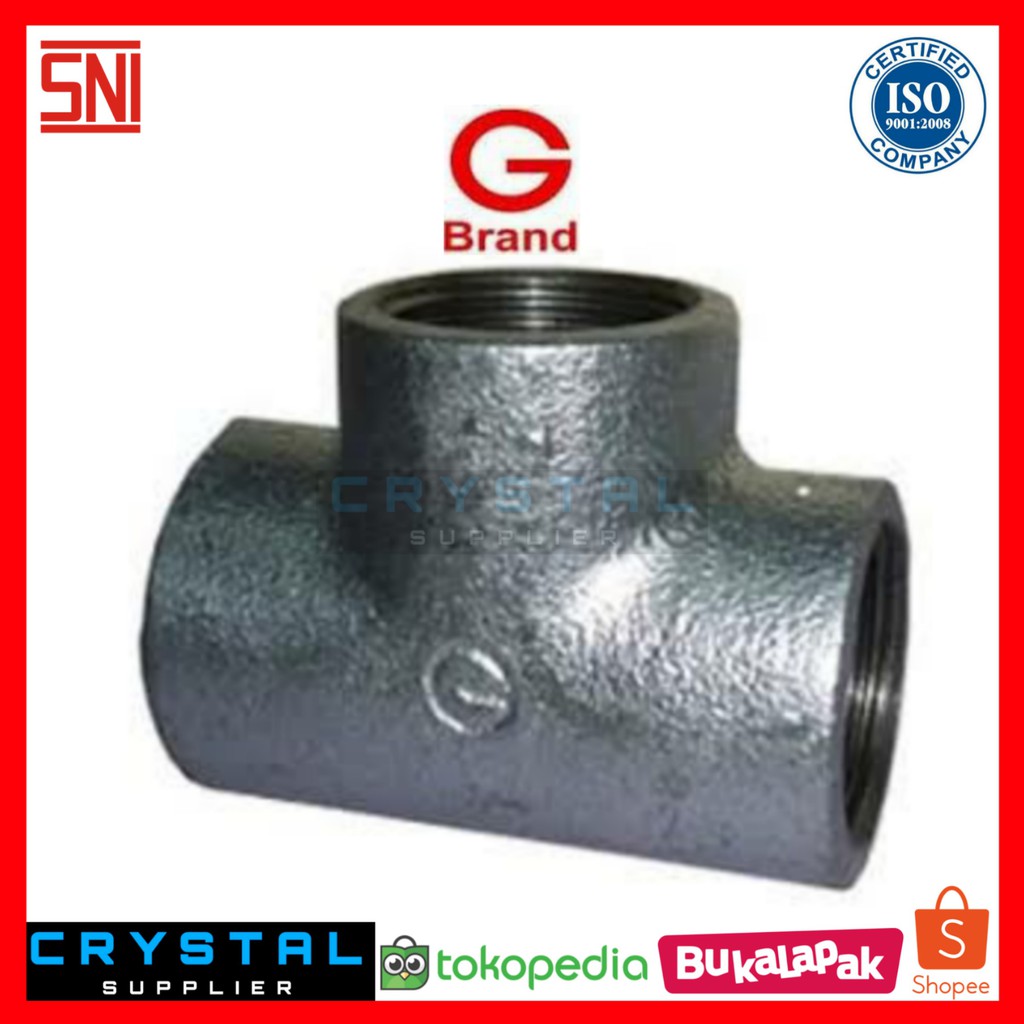 Jual TEE GALVANIS BESI 1/2" G BRAND DRAT BSPT / T Te | Shopee Indonesia