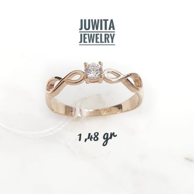 Jual CINCIN EMAS CEWEK WANITA 75% SOLITAIRE INFINITY DIAMOND LOOK MODEL ...