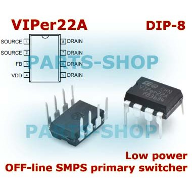 Jual VIPer22A VIPer22 SMPS Primary Switcher vip22a Replace AP8022 dip-8 ...