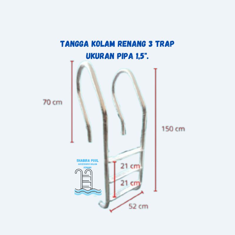 Jual Tangga kolam renang 3trap ukuran pipa 1,5 inch. Indonesia|Shopee ...