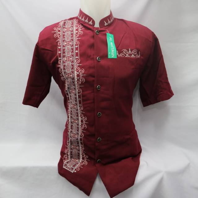Jasko Jas Koko Merah Lengan Pendek Gamis Muslim Grosir Baju Koko Bordir ...