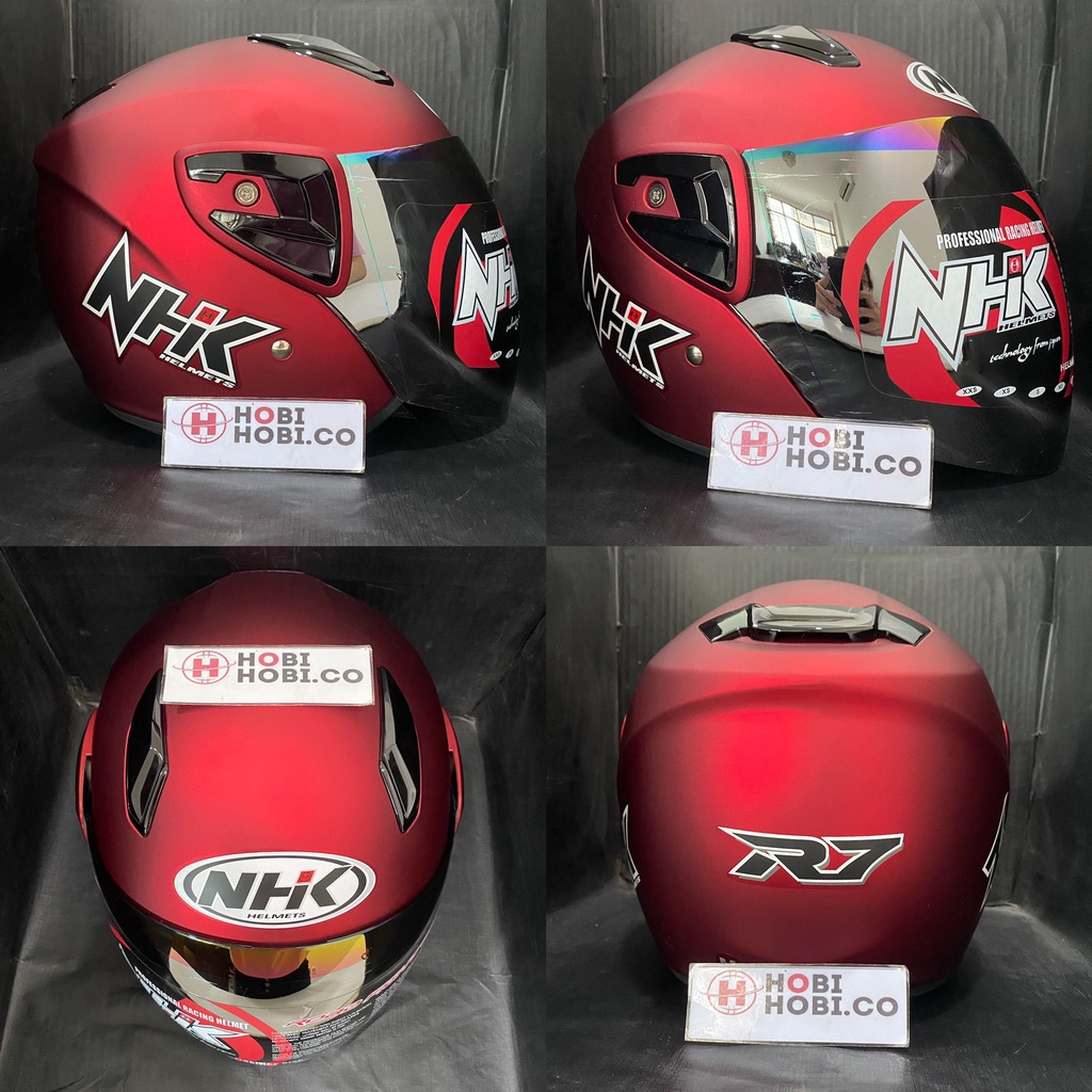 Jual HELM NHK R7 SR SOLID POLOS MAROON DOFF HELM NHK HALF FACE ORIGINAL ...