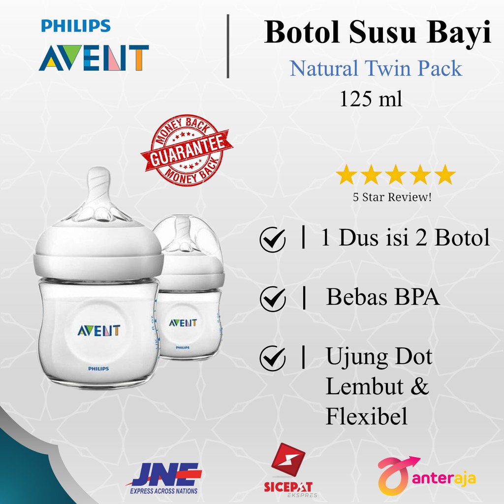 TEMPAT BOTOL MINUM SUSU BAYI PHILIPS AVENT NATURAL 125 ML TWIN PACK 1 ...