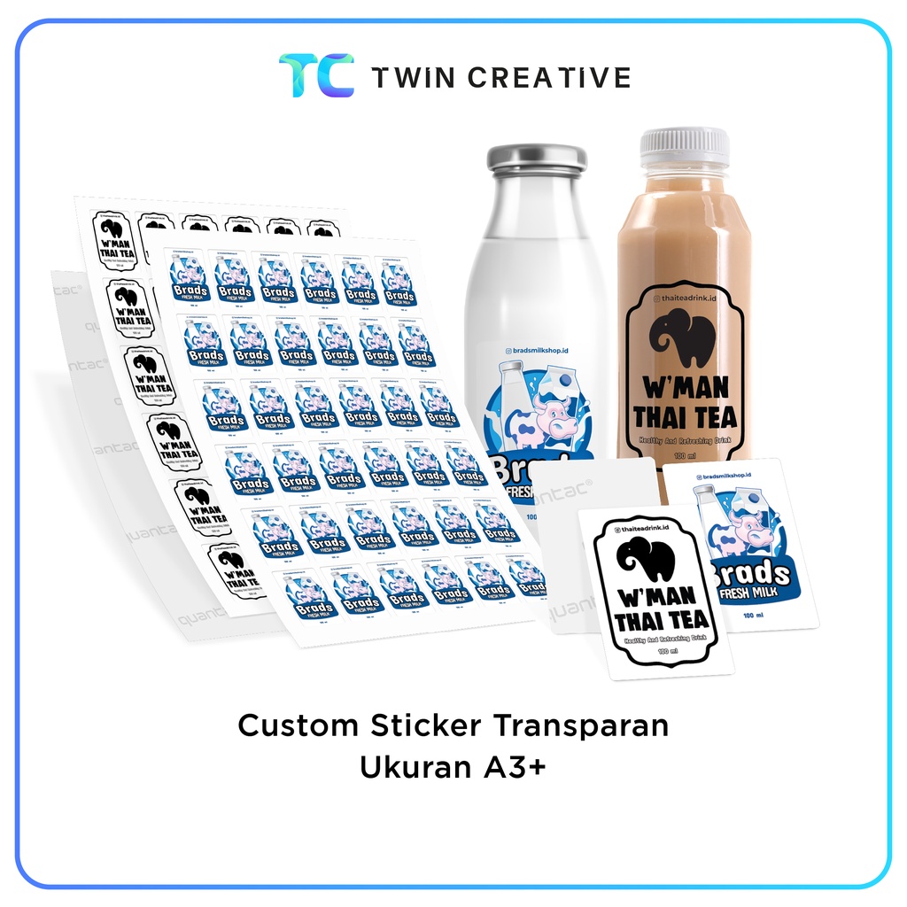 Jual Custom Cetak Stiker Label Transparan Anti Air Custom Kemasan Botol ...