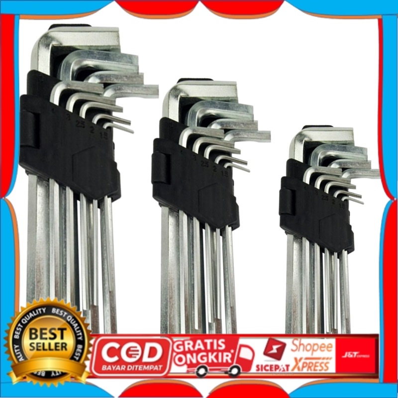 Jual Kunci L Panjang 9 Piece Tork Set Kunci L Hexagonal Kunci L Hex Key ...