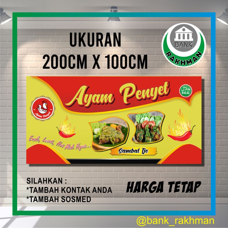 Jual SPANDUK BANNER AYAM PENYET UKURAN 200CM X 100CM | Shopee Indonesia