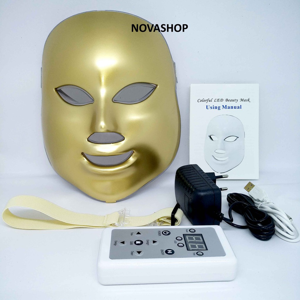 Masker TOPENG GOLD Terapi Photon LED PDT LTD LIGHT 7 IN 1 facial MASK Skin Rejuve 7 Warna bb ...