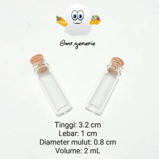 Jual Botol kaca mini /botol kaca tutup gabus/ botol charm 2ml botol ...