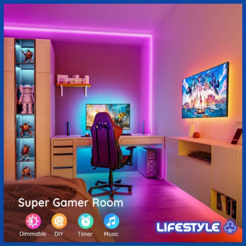 Jual Lampu Led strip rgb kumplit !! cocok gaming aesthetic kamar meja ...