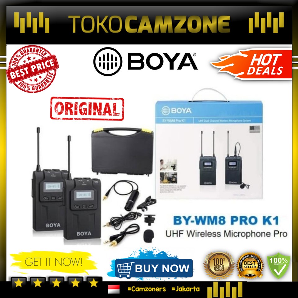 Jual Boya BY-WM8 Pro-K1 UHF Dual-Channel Wireless Microphone System | Shopee Indonesia