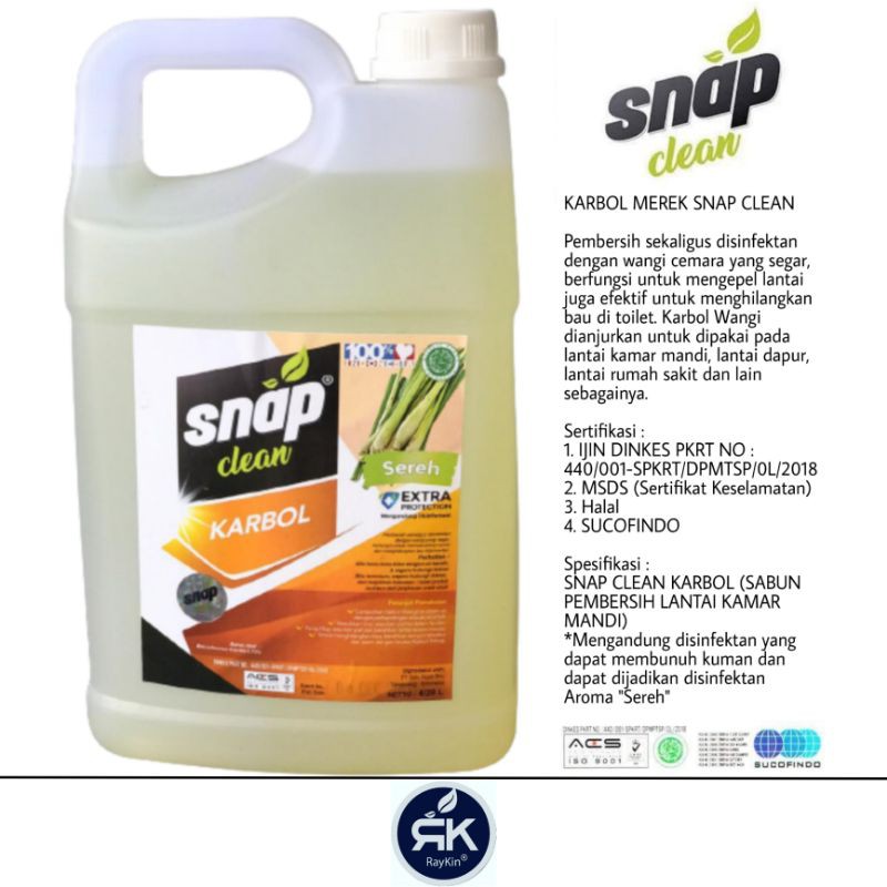 Jual SNAP Clean Karbol 4 Liter | Shopee Indonesia