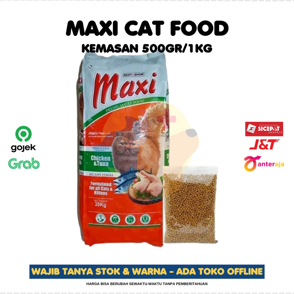 Jual MAXI Chicken Tuna Dry Cat Food Repack 800gr 1 Kg Higienis Murah ...