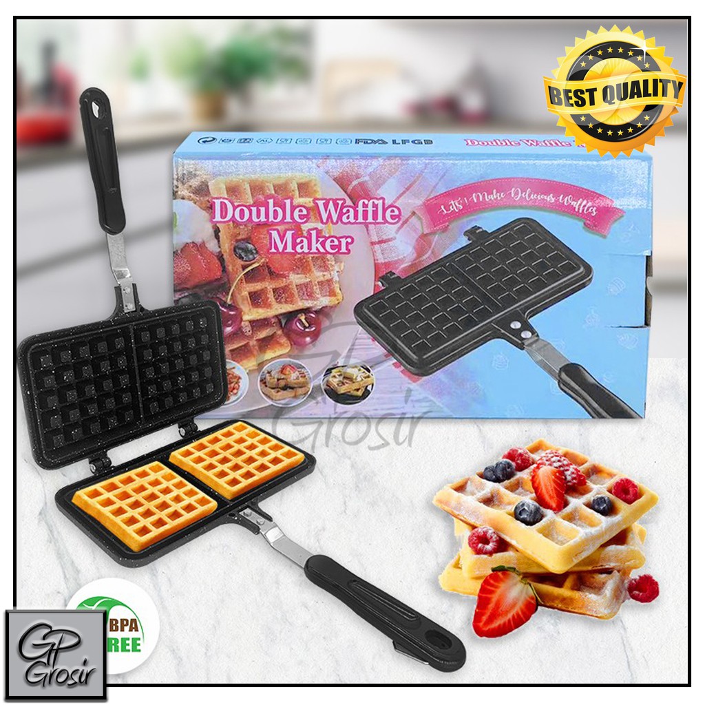Jual PREMIUM DOUBLE WAFFLE MAKER PAN CROFFLE PANCAKE | Shopee Indonesia