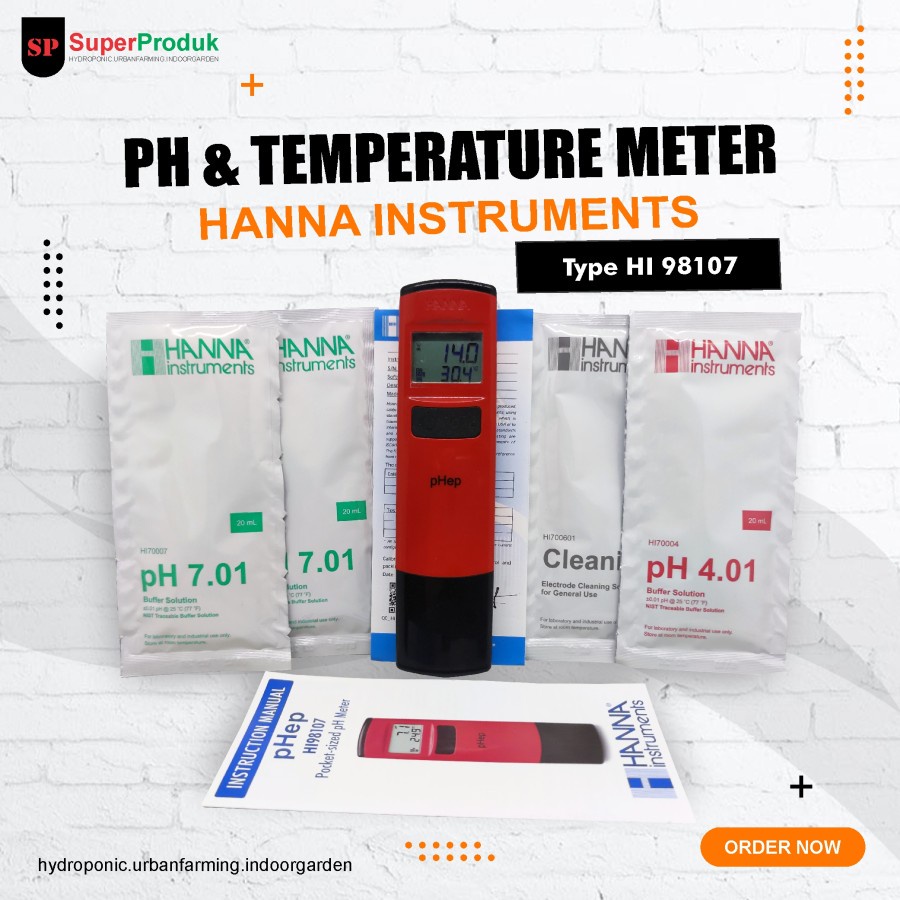 Jual PH Meter dengan Temperature Type HI-98107 Hanna Instrument | Shopee Indonesia
