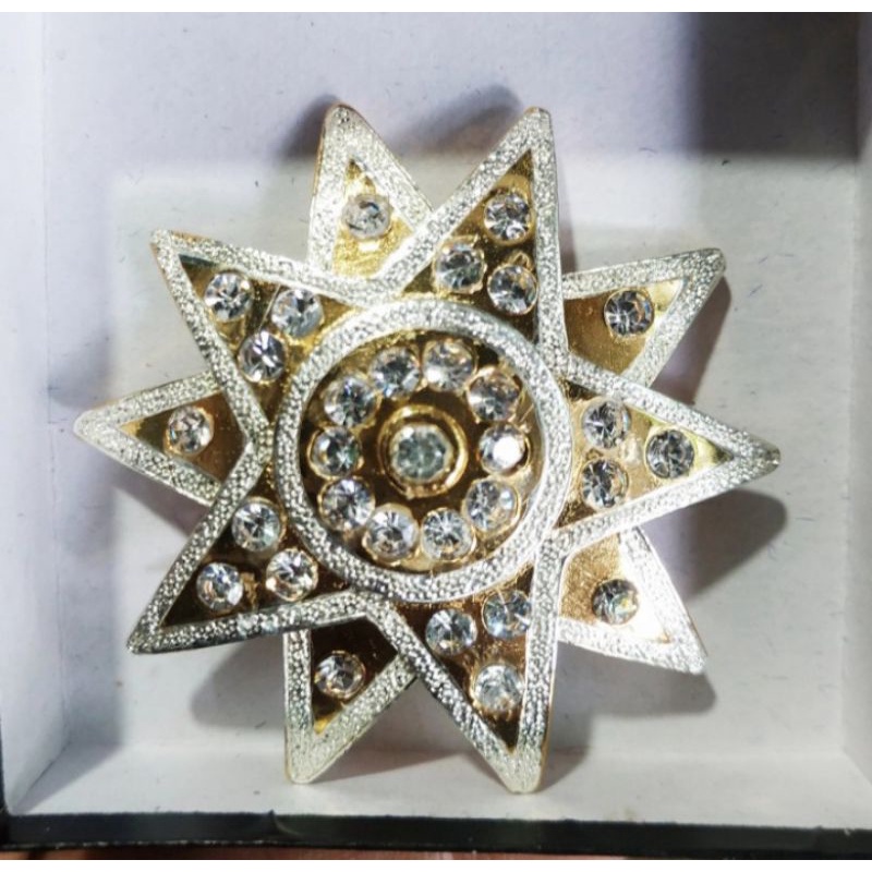 Jual Pin Bros Lambang Bintang Hias Batu Zircon Mewah Warna Kuning Emas ...