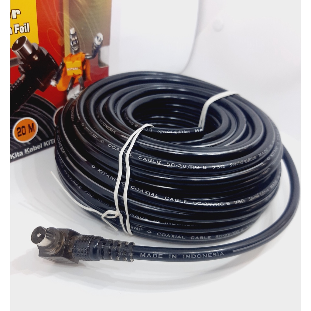 Jual Kabel Antena TV Televisi CCTV DVR Kitani Tanpa Boster Tembaga Murni 20 Meter M | Shopee ...