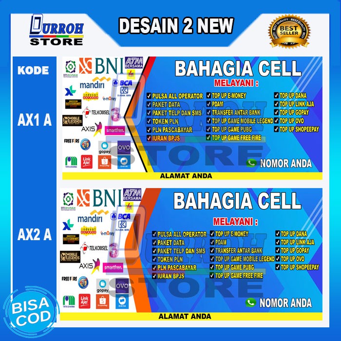 Jual Spanduk Banner Konter Pulsa / Celluler DESAIN 2 NEW VERSI AX Indonesia|Shopee Indonesia