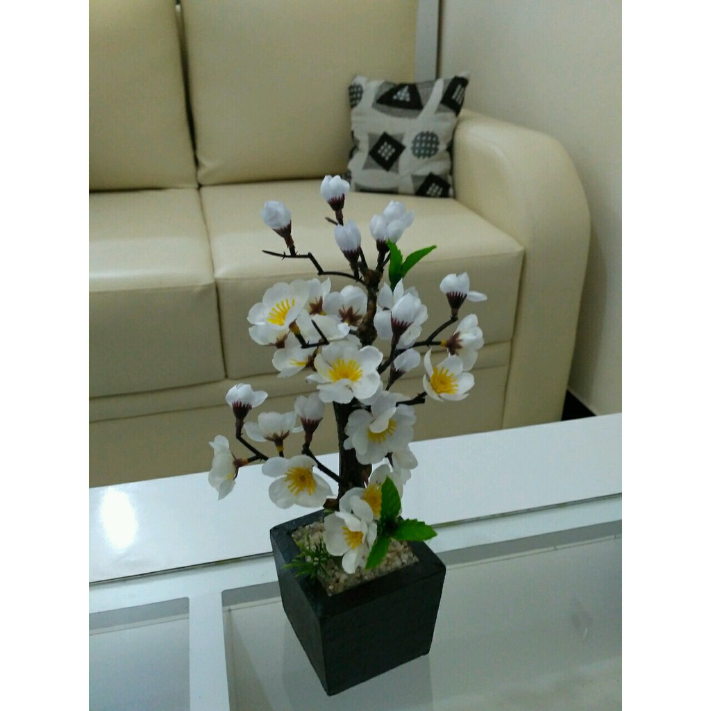 Jual Hiasan Meja Bunga Sakura Mini Putih Daun | Shopee Indonesia