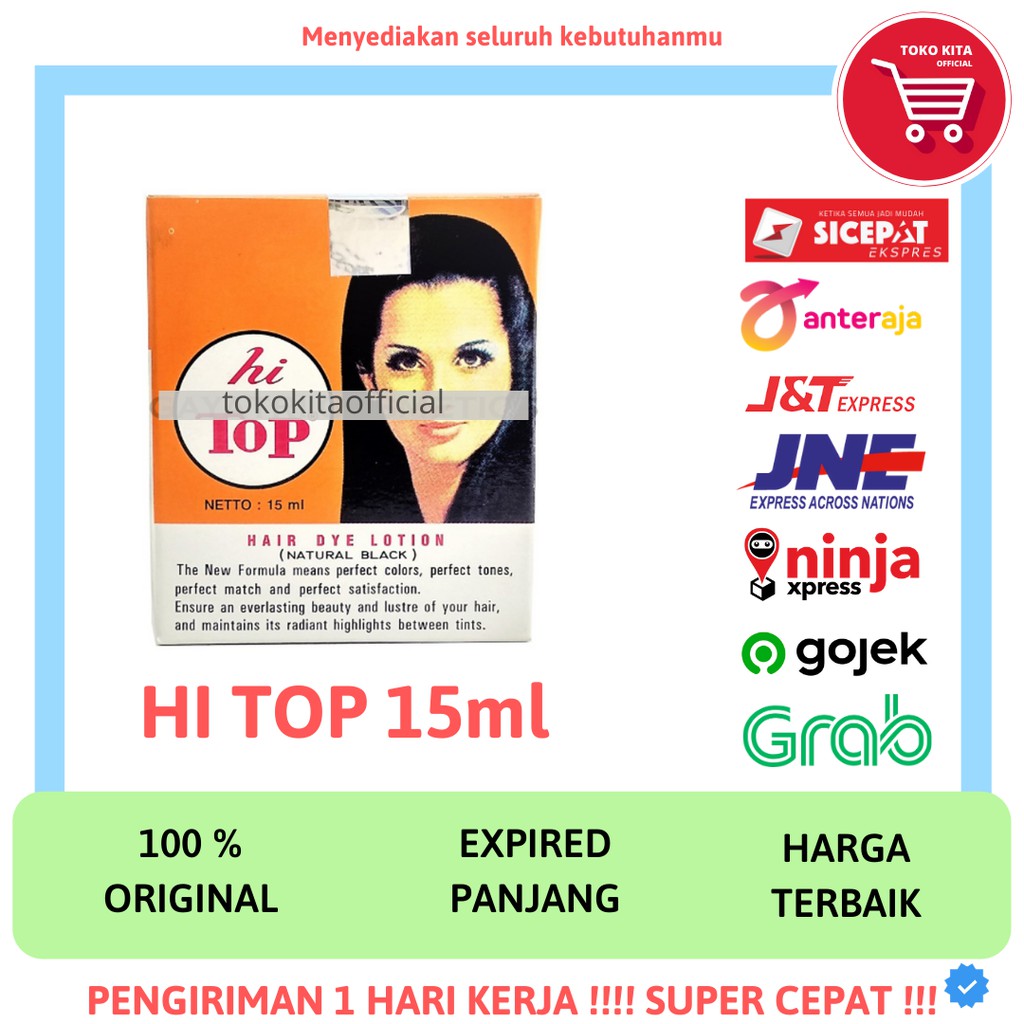 Jual HITOP HI TOP HAIR DYE PEWARNA SEMIR CAT RAMBUT HITAM 15 ML HITOP ...