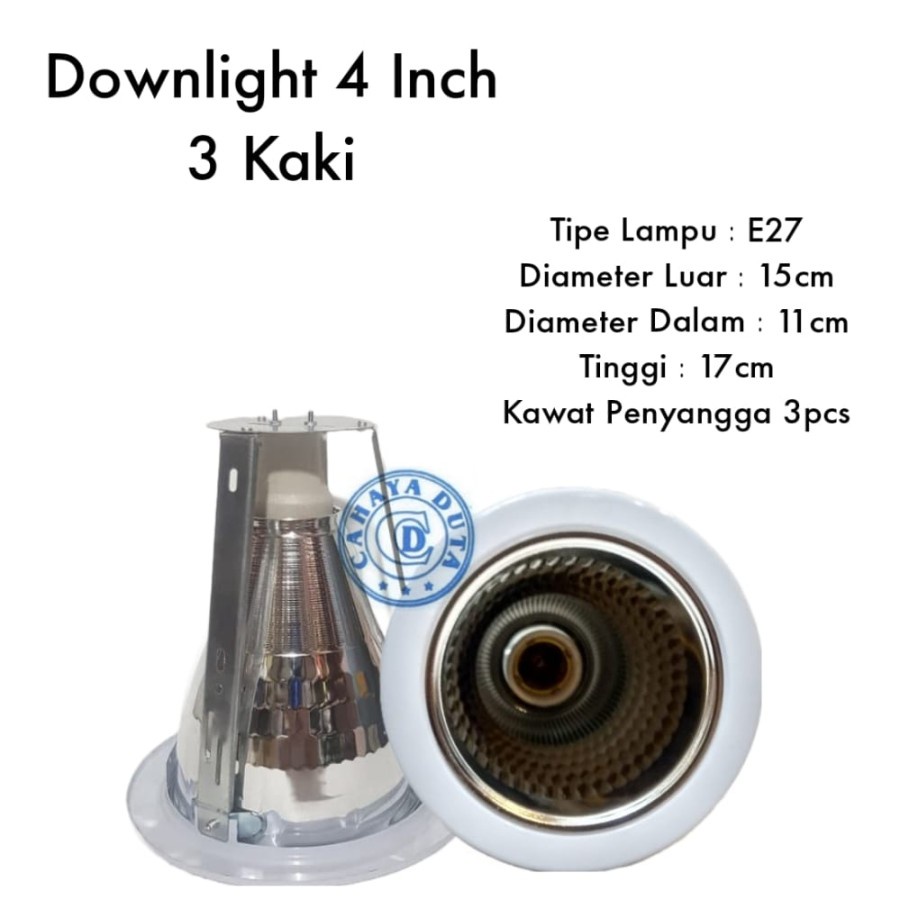 Jual Kap Fitting Lampu Downlight 4 inch 3 kaki | Shopee Indonesia